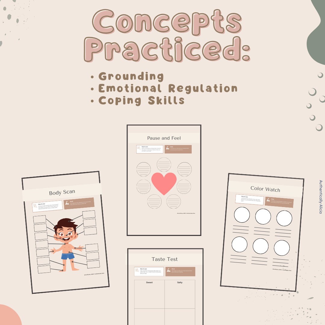 Kids Grounding Bundle Worksheets Coping Skills for Kids Therapy ...