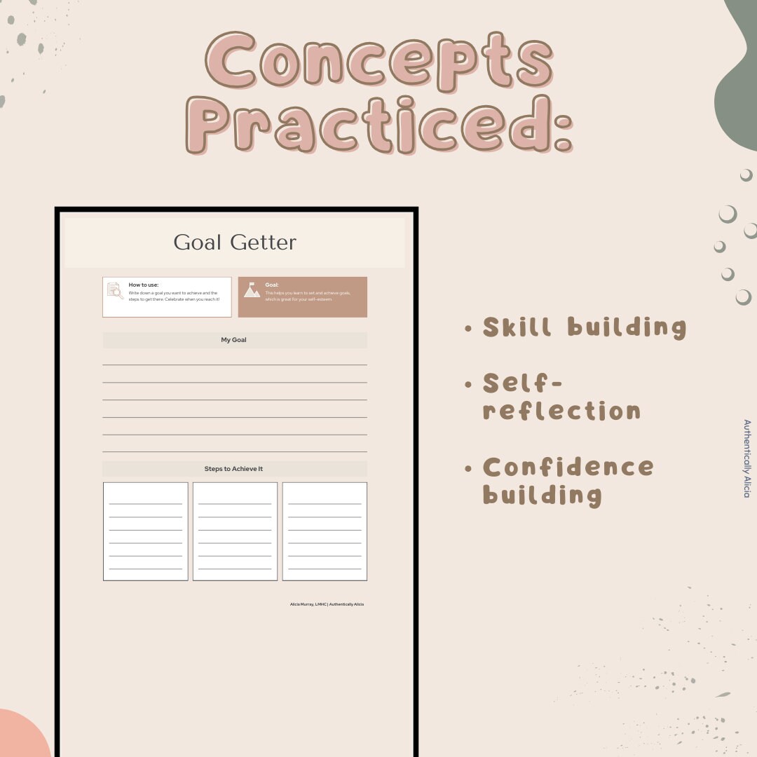 Goal Getter Worksheet Goal Building School Therapy School Counselor ...