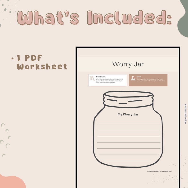 The Worry Jar Worksheet Coping Skills for Kids Counseling Mental Health ...