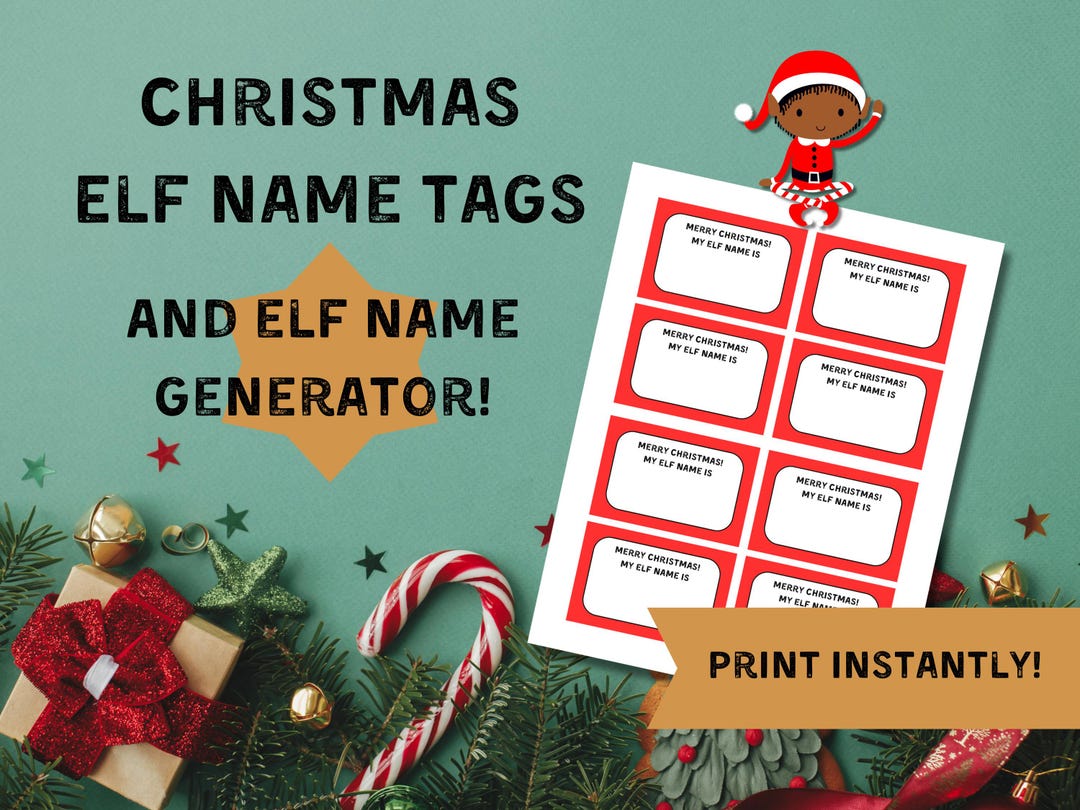 Printable Christmas Elf Name Tags Downloadable Party Games Fun ...