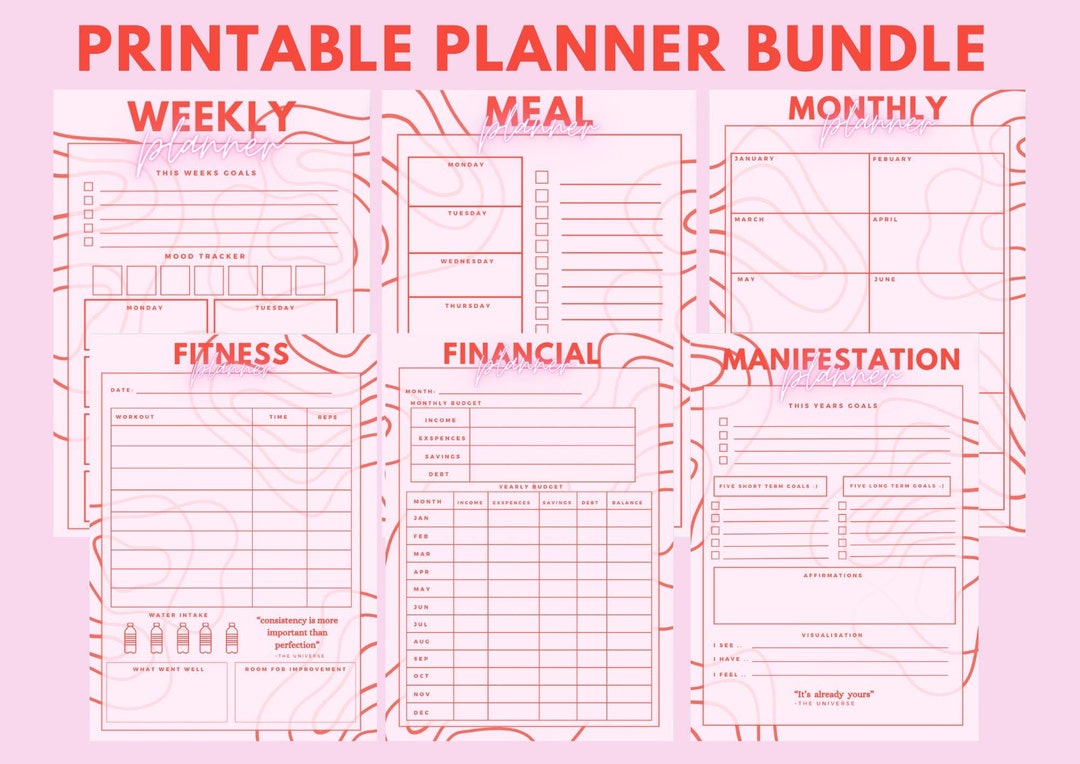 Pink Planner Bundle (printable Planner PDF) - Etsy