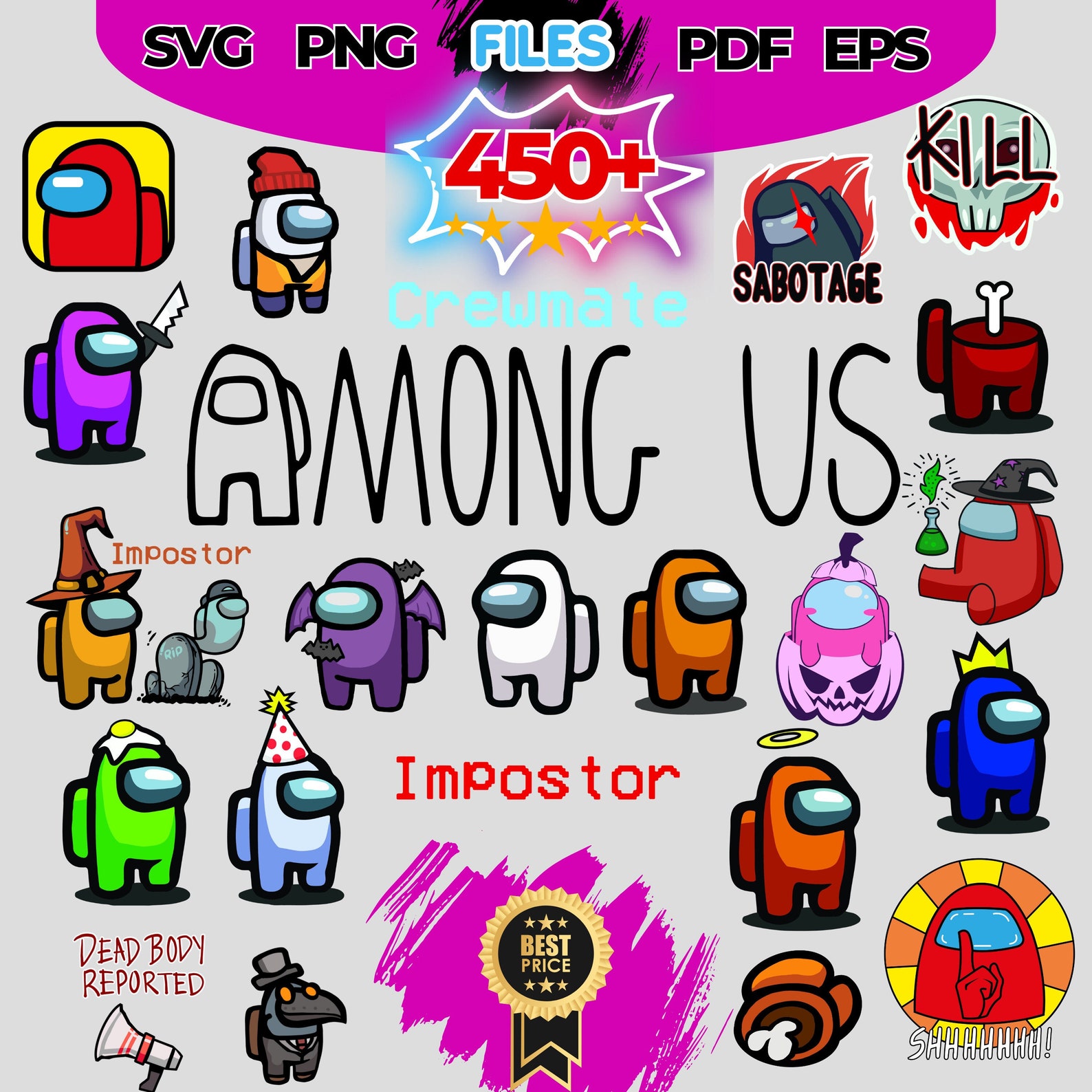 450 Files Among Us Svg Bundle Layered Item, Among Us Svg, Among Us Png ...