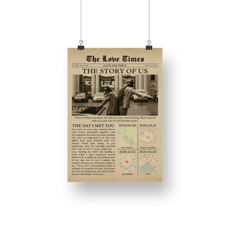 Printable Valentines Newspaper Love Poster Editable Canva Template ...