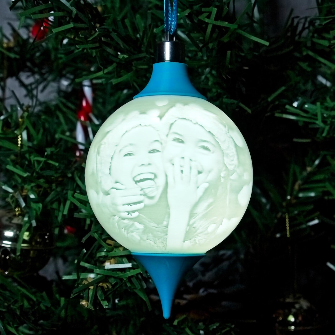Personalised Lithophane Christmas Bauble, Photo Gift, Tree Decoration ...
