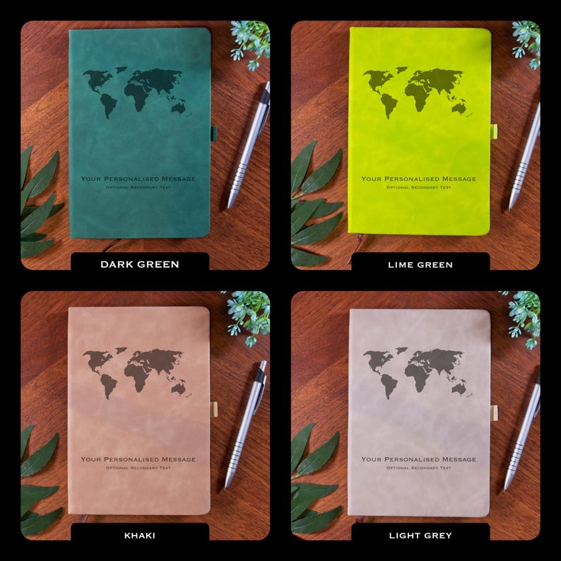 Personalised World Map Journal: A5 Hardcover Travel Notebook, Laser ...