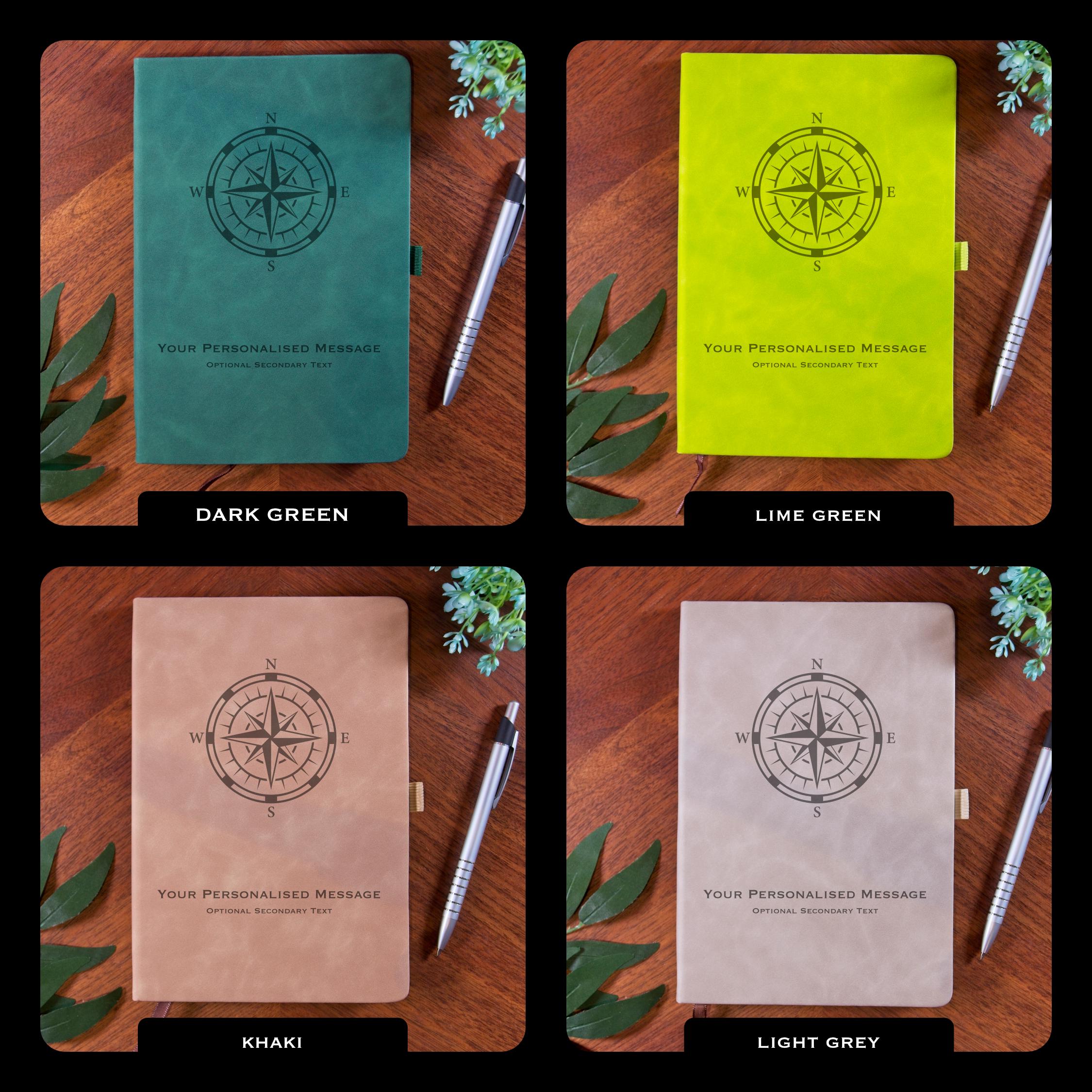 Personalised Compass Journal: A5 Hardcover Travel Notebook, Laser ...