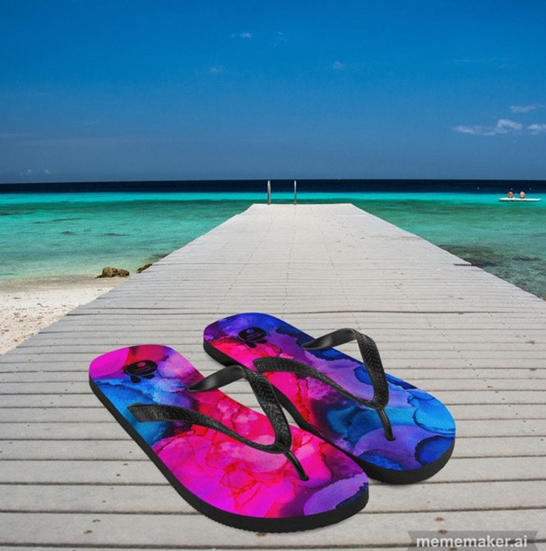 Pretty Girl Era Flip-flops Original Alcohol Ink Art Print Sandals Cute ...