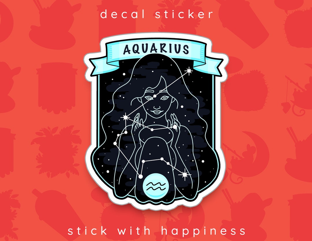 Cute Aquarius Zodiac Vinyl Decal Sticker Embrace Your Creativity and ...