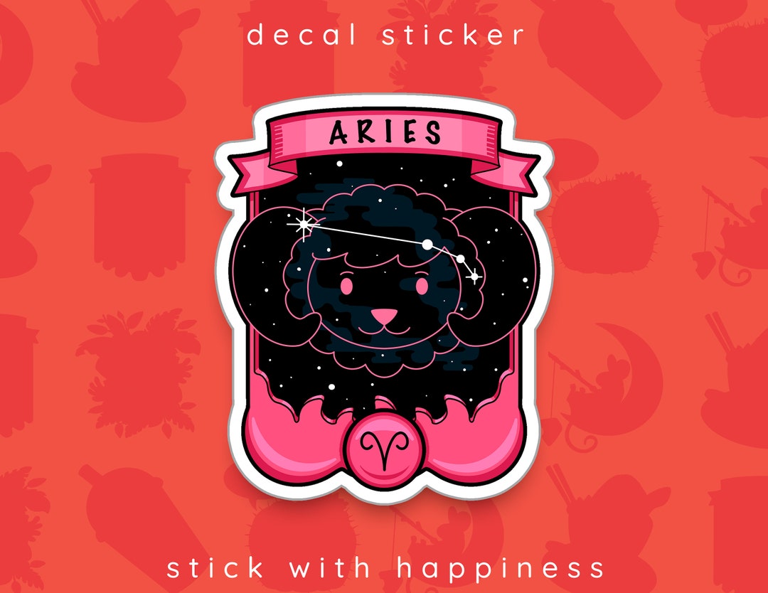 Cute Aries Zodiac Vinyl Decal Sticker Celebrate Your Fiery Spirit ...
