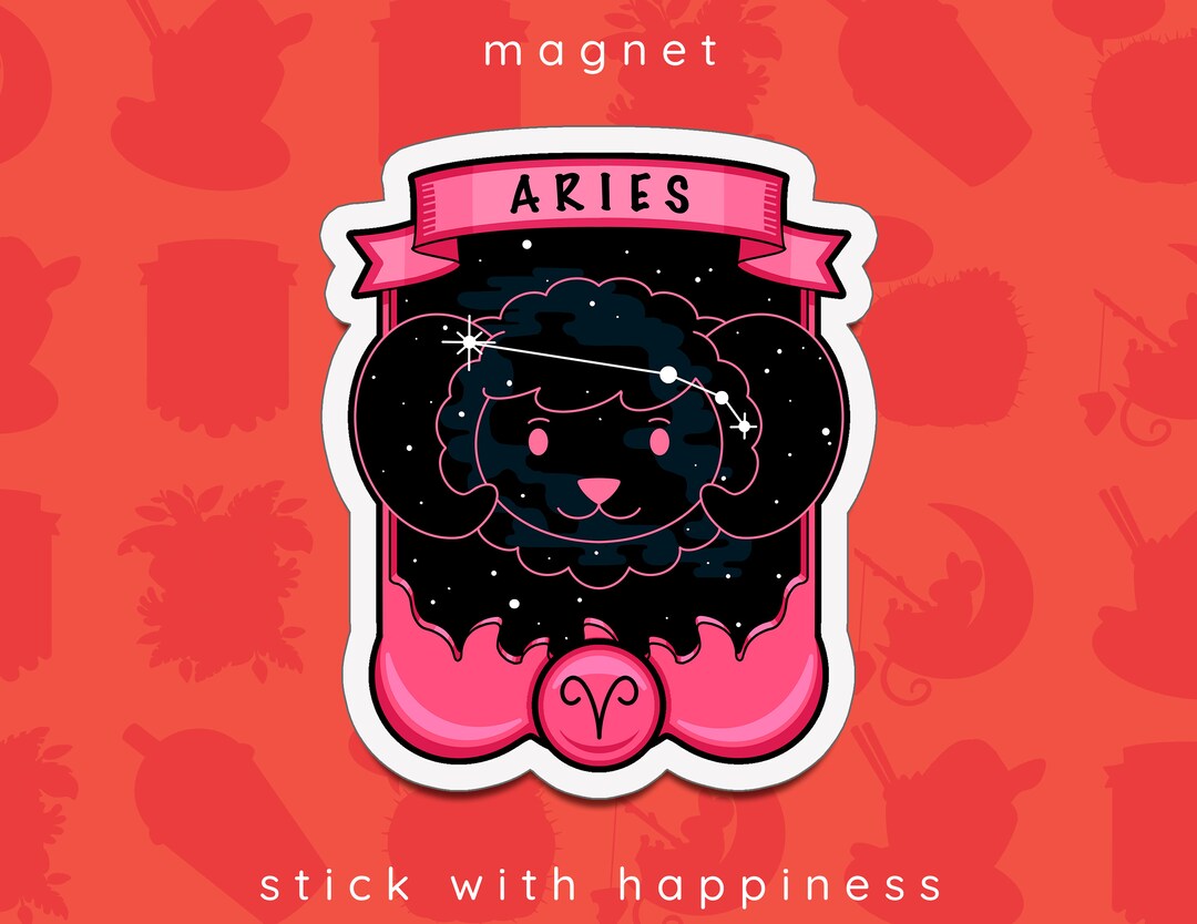 Cute Aries Zodiac Vinyl Magnet Charming, Durable & Weatherproof to ...