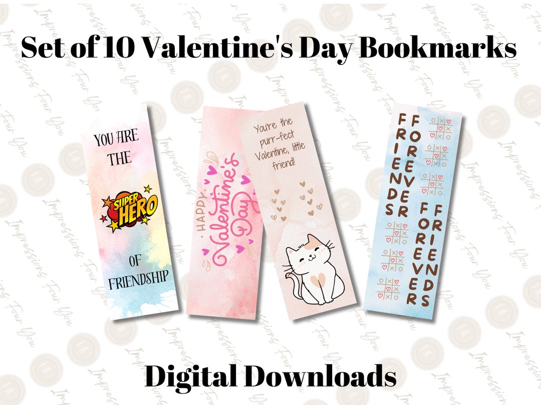 10 Printable Bookmarks for Valentine's Day, Friendship, Kids Friends ...