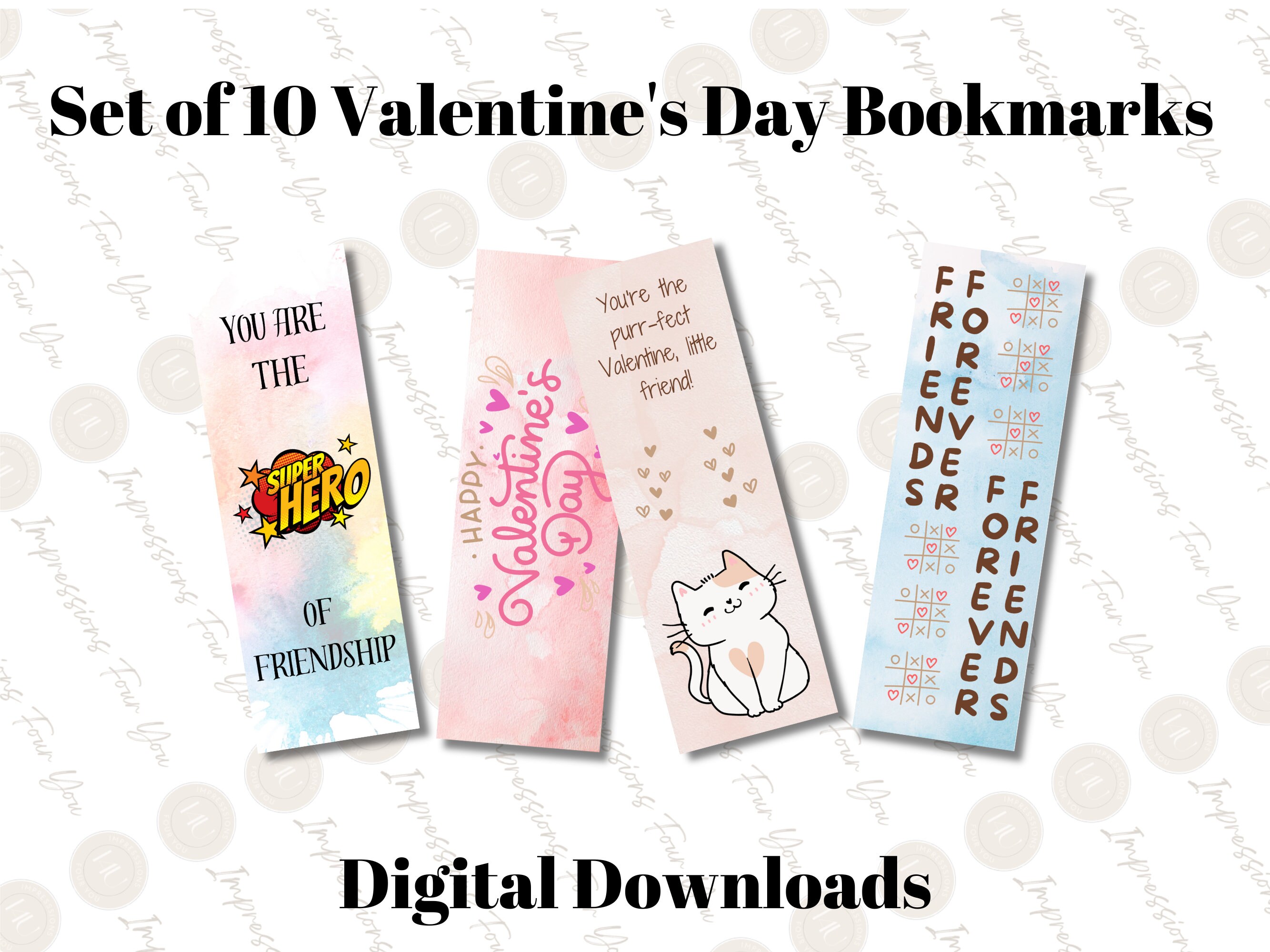 10 Printable Bookmarks for Valentine's Day, Friendship, Kids Friends ...