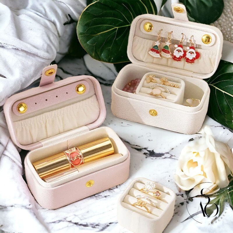 PU Leather Portable Mini Jewellery Box, Small Travel Storage Box ...