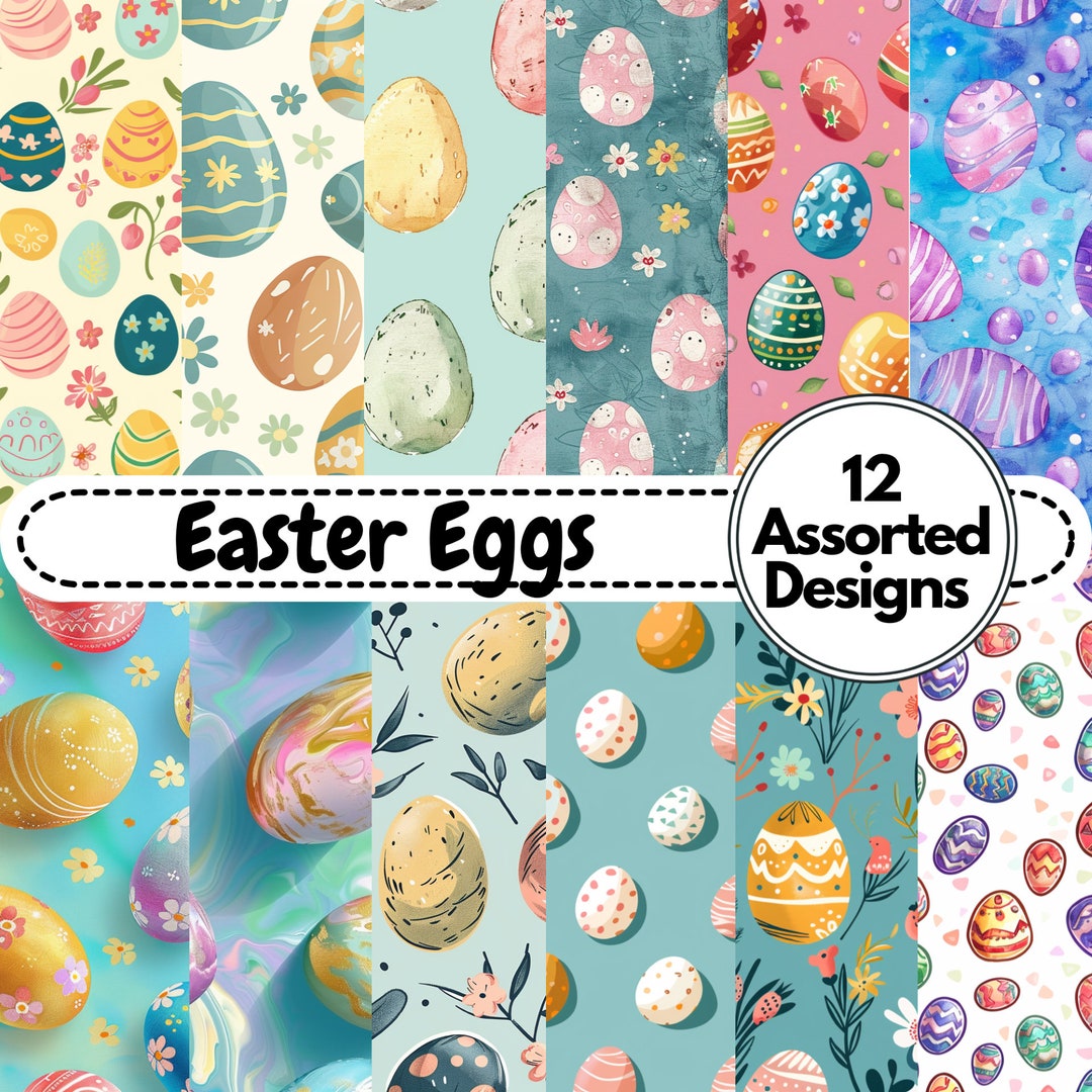 Easter Egg Digital Paper Easter Patterns Scrapbooking 12 Assorted ...
