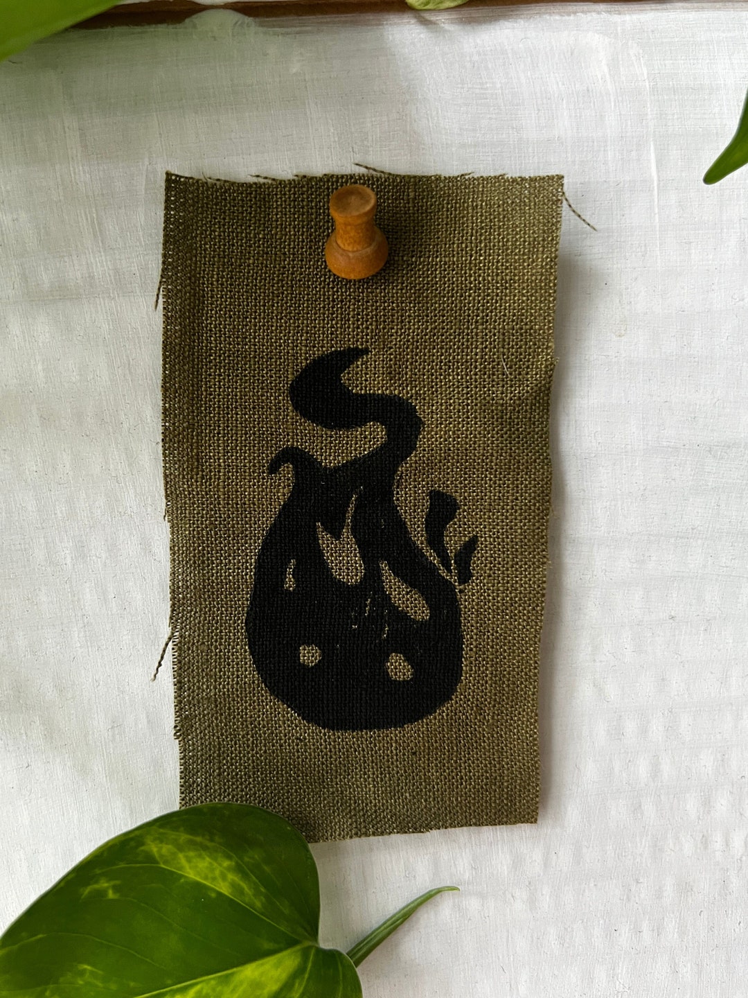 Handmade Block Printed Linen Patch Individual Punk Linocut Print of a ...