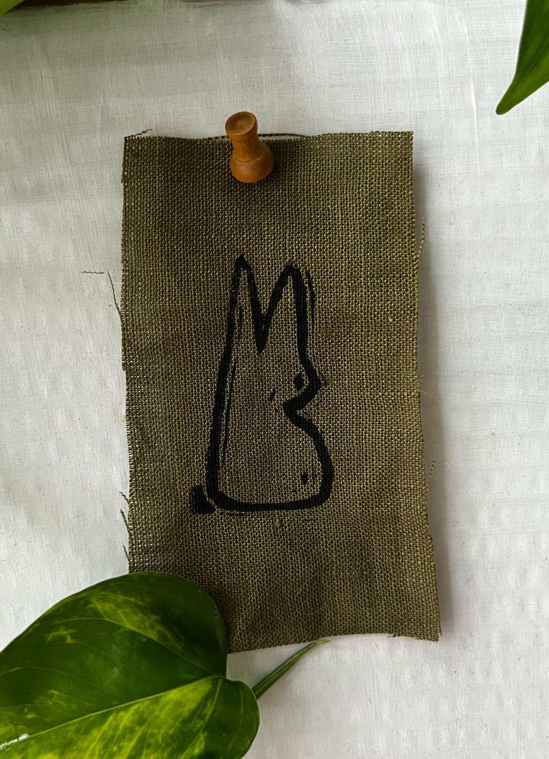 Handmade Block Printed Linen Patch Individual Punk Linocut Print of Sun ...