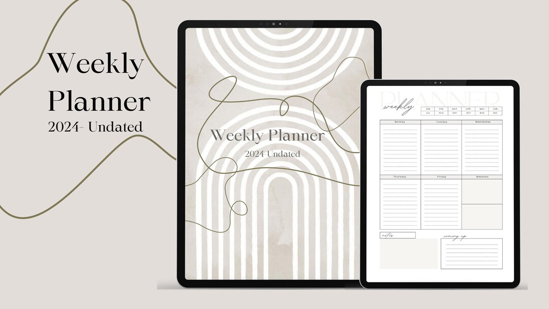 Weekly Planner-undated 2024 Digital Planner Modern Boho Style 2024 - Etsy