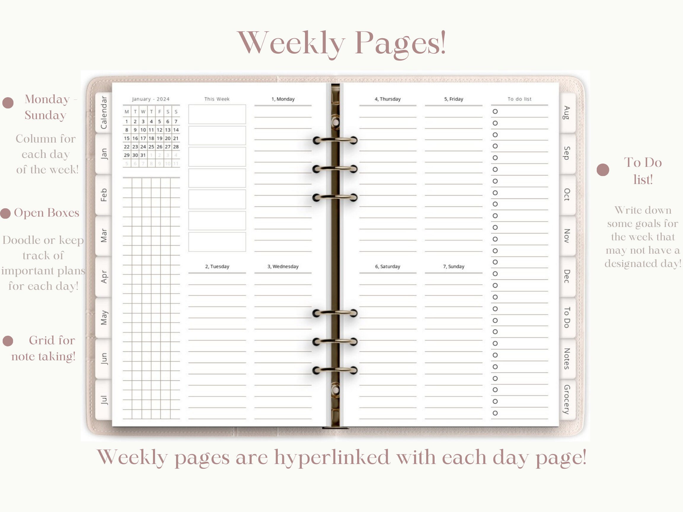 Digital Planner Beige Boho Aesthetic Simple and Easy - Etsy