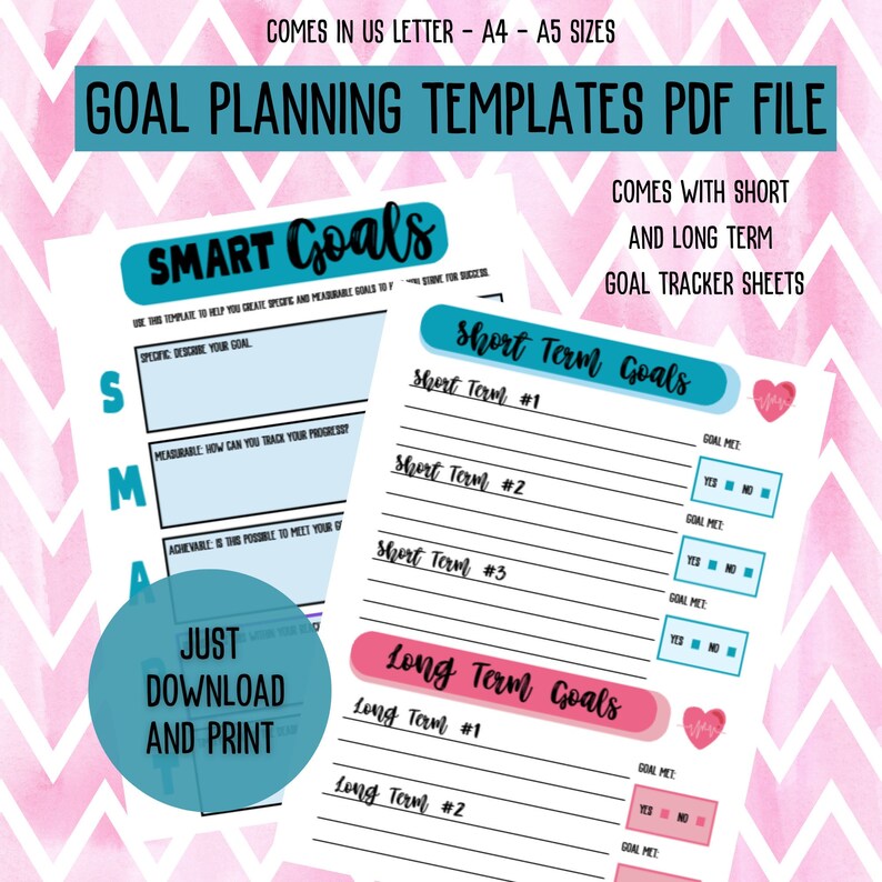 Printable SMART Goal Template PDF Goals Tracker, Help Meet Your Goals W ...