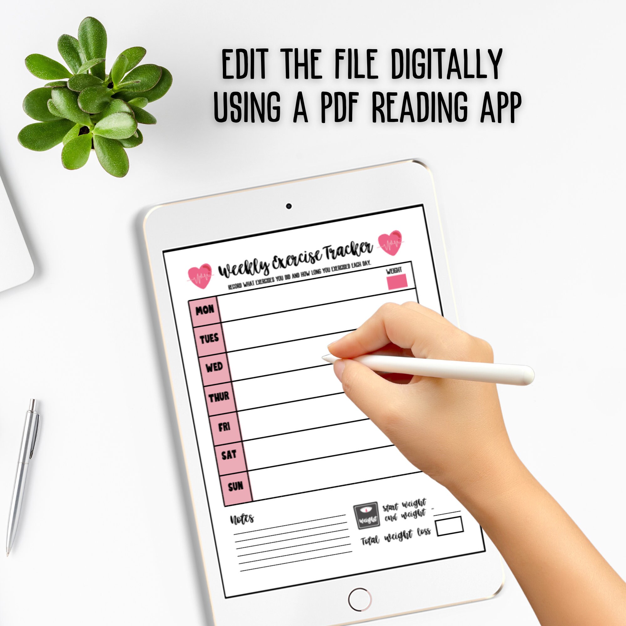 Printable Weekly and Monthly Exercise Tracker Log PDF Fill in Chart ...