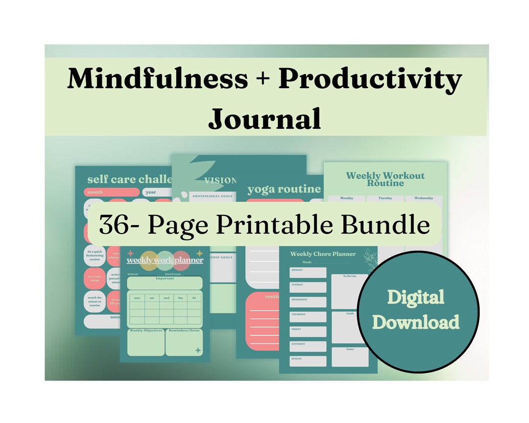 Digital Mindfulness + Productivity Journal | Guided Daily Reflections ...