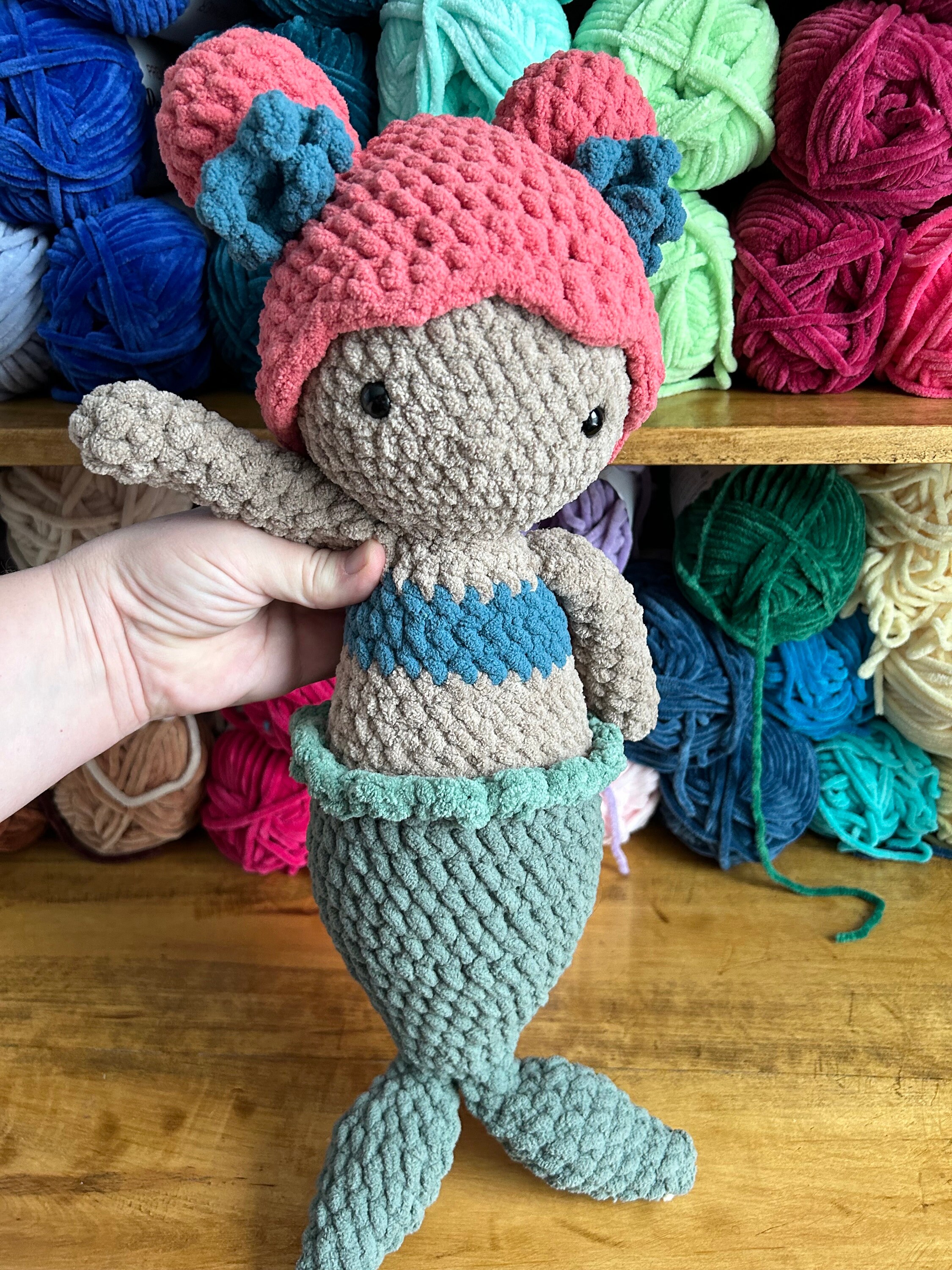 Mermaid Crochet Doll, Stuffed Plushie, Handmade Plush Fantasy Sirena ...