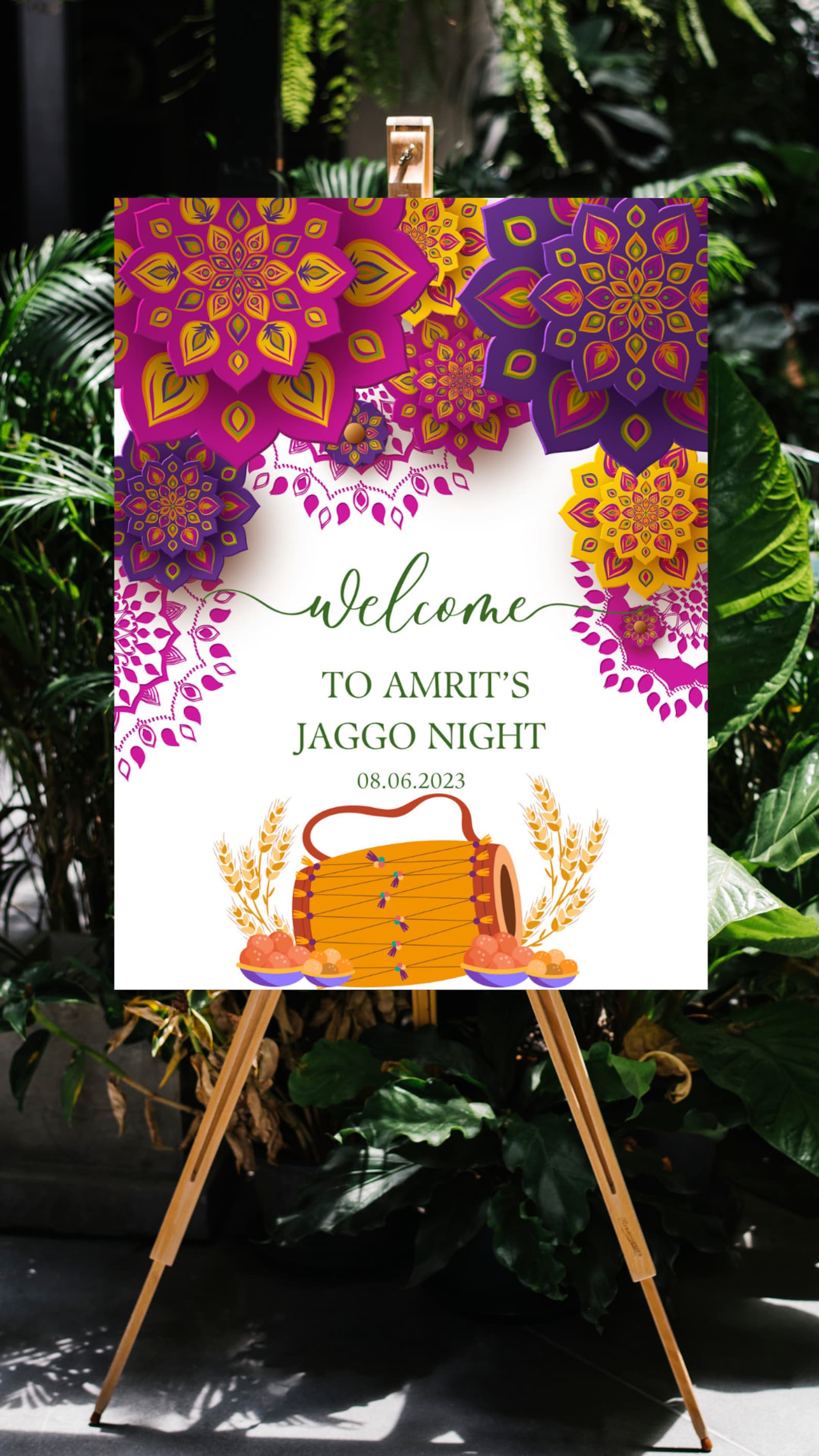 Wedding Welcome Sign Jaggo Night | Punjabi Wedding Welcome Sign | Jaggo ...