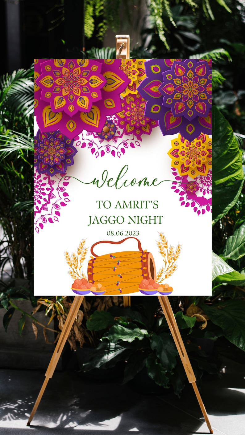 Wedding Welcome Sign Jaggo Night | Punjabi Wedding Welcome Sign | Jaggo ...