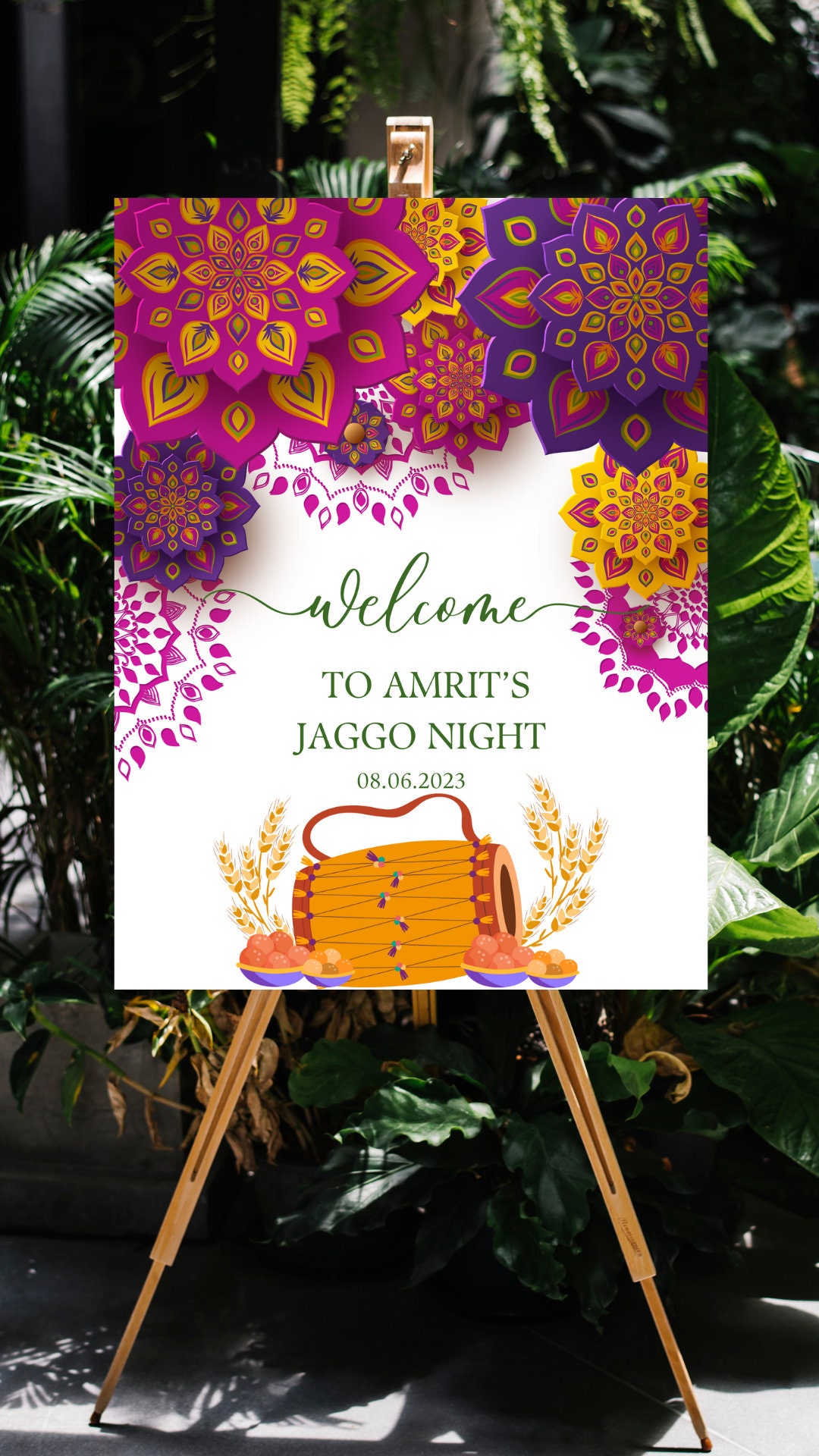 Wedding Welcome Sign Jaggo Night | Punjabi Wedding Welcome Sign | Jaggo ...