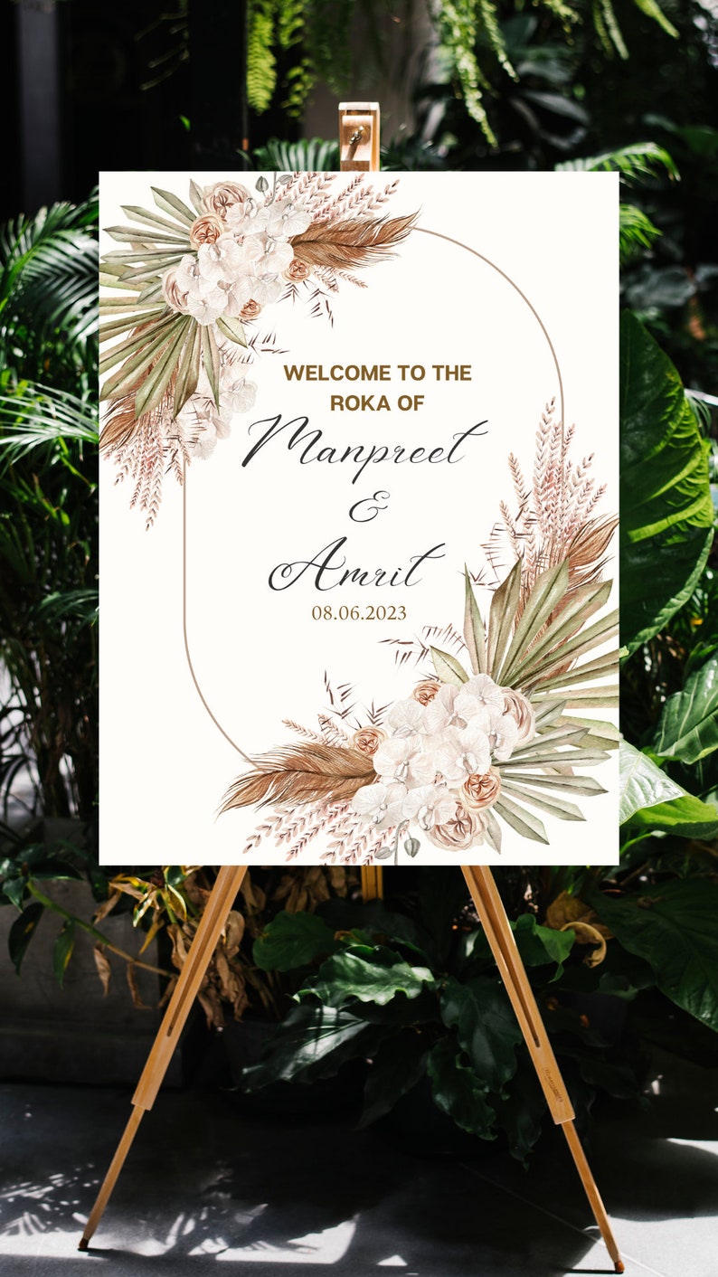 Roka Welcome Sign | Punjabi Wedding Welcome Sign | Punjabi Engagement ...