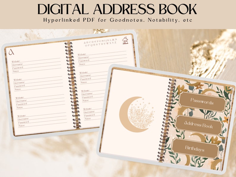 Digital Address Book, Password Tracker, Birthday Tracker - Etsy