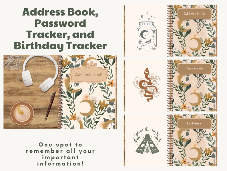 Digital Address Book, Password Tracker, Birthday Tracker - Etsy