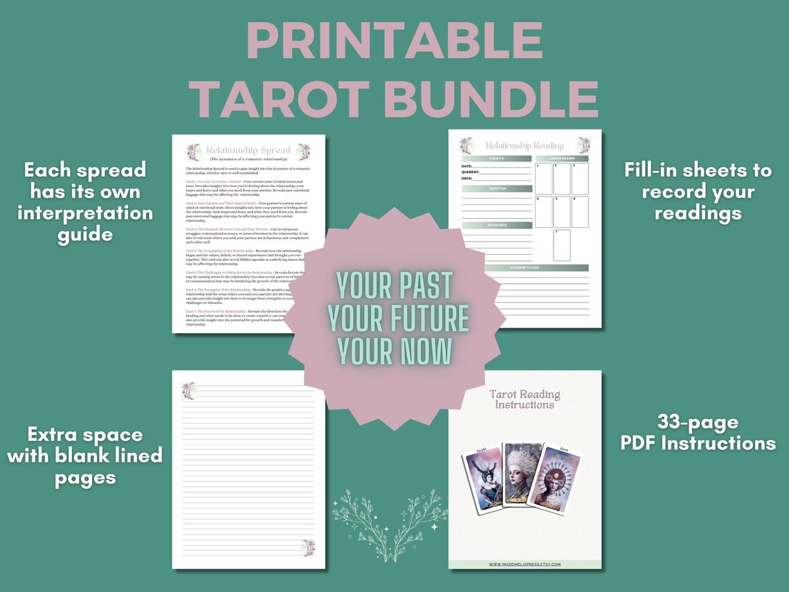 Tarot Templates, Easy to Use Tarot Reading, Digital Download PDF, Tarot ...