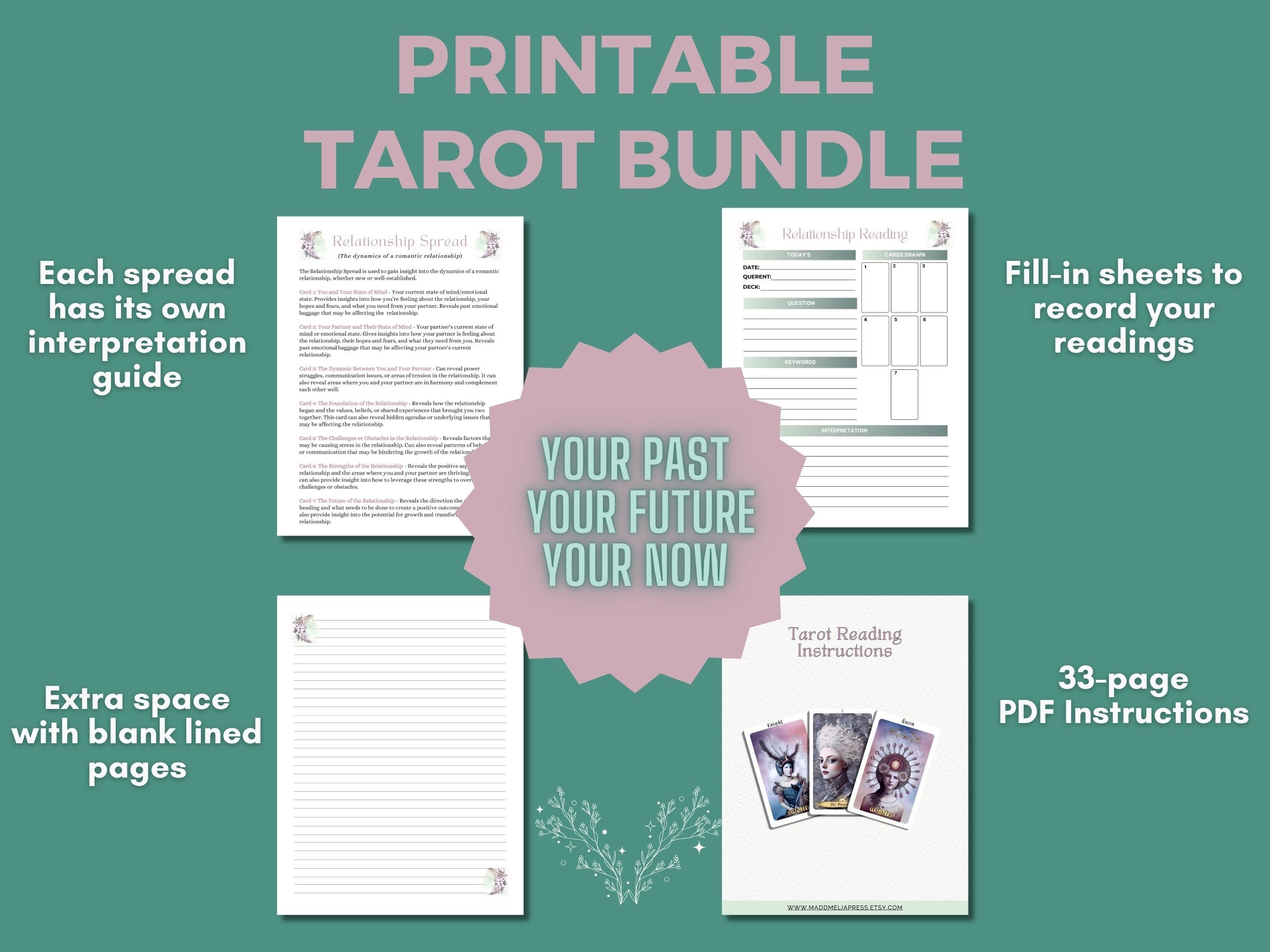 Tarot Templates, Easy to Use Tarot Reading, Digital Download PDF, Tarot ...