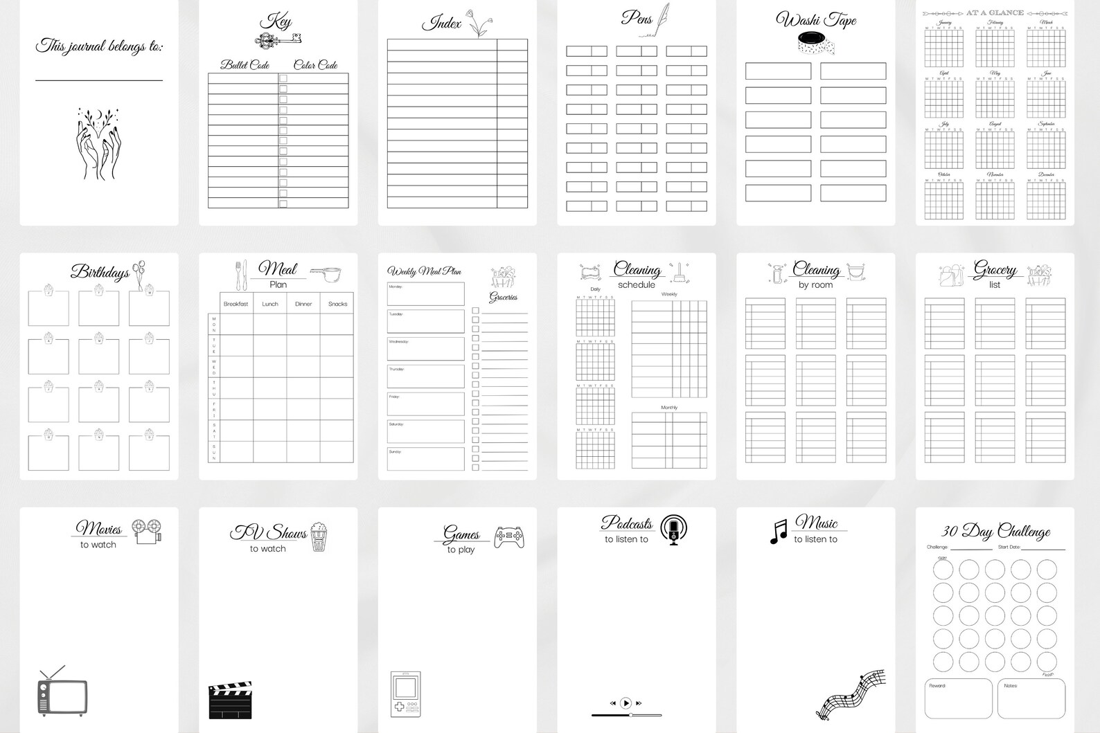Ultimate Printable Yearly Planner, US Letter ,A4, A5, Happy Planner ...