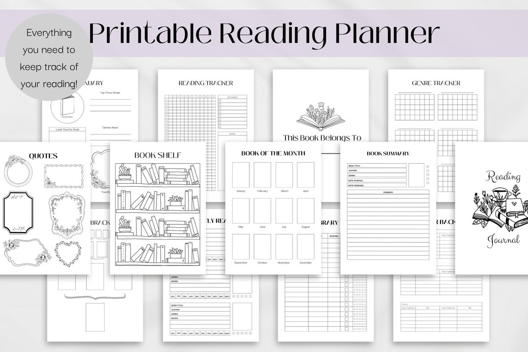 Printable Reading Journal, Reading Tracker, Reading Log, Book Tracker ...