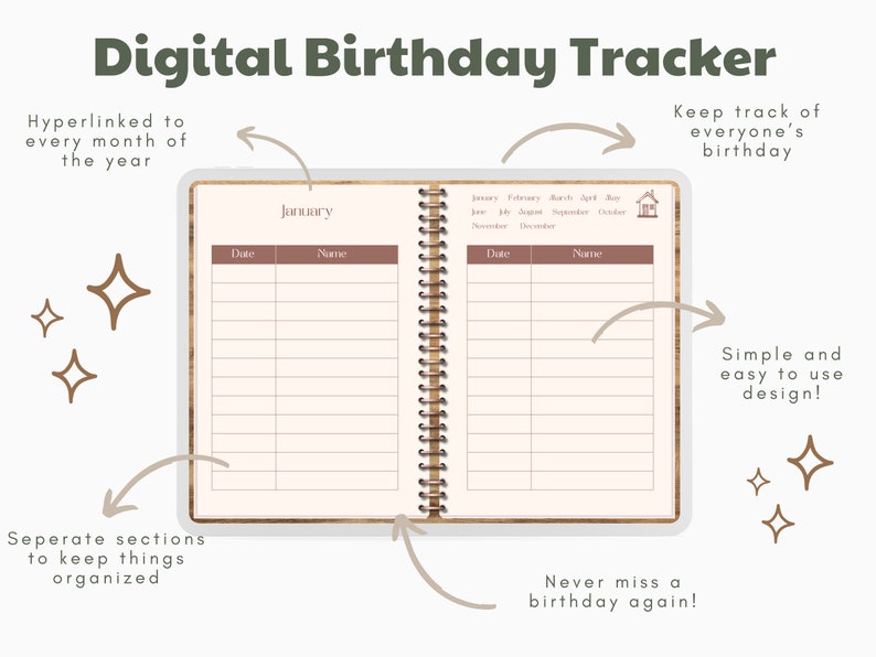 Digital Address Book, Password Tracker, Birthday Tracker - Etsy