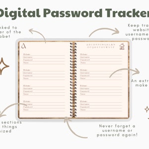 Digital Address Book, Password Tracker, Birthday Tracker - Etsy