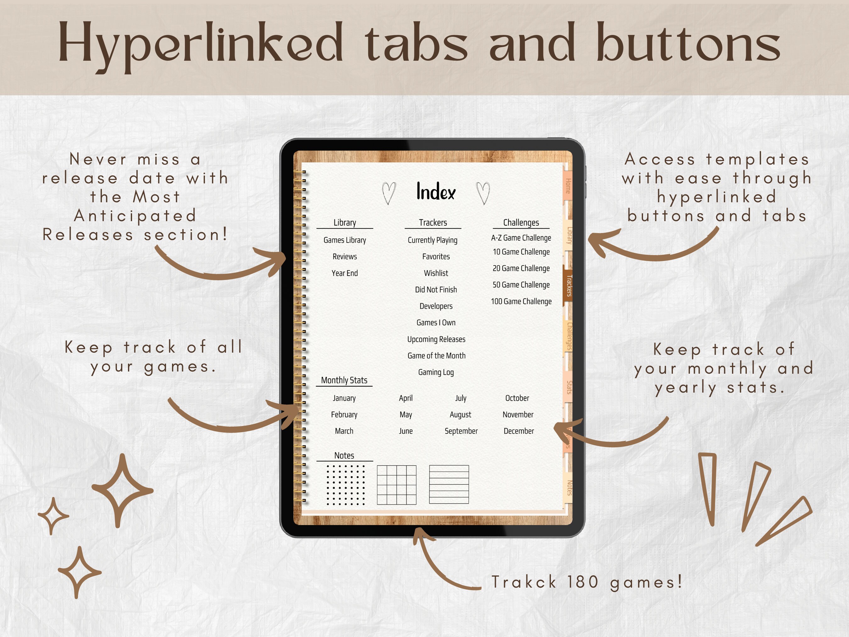Gaming Journal, Digital Game Tracker With Hyperlinks, Goodnotes ...