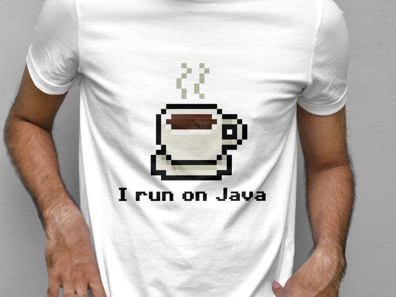 I Run on Java T-shirt, Funny Pixel Art Tee, Perfect Gift for Geeks ...