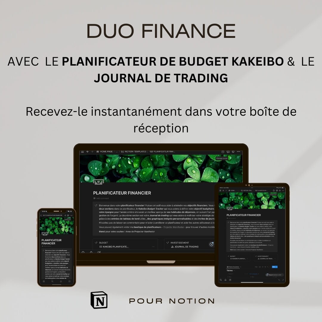 Duo Finance - Journal De Trading + Planificateur Kakeibo - Notion - Etsy