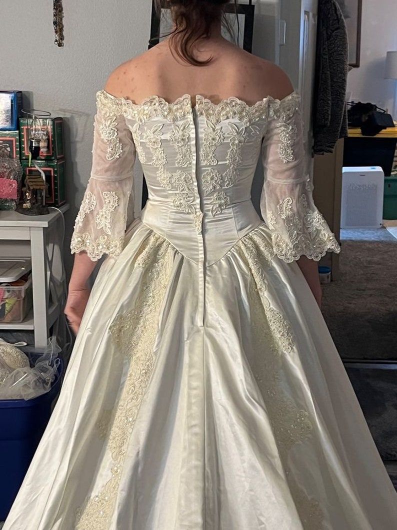 Off the Shoulder Vintage Wedding Dress Size 12 dress 81 - Etsy