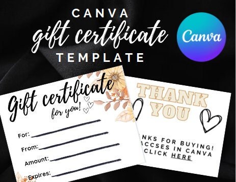 Cute Gift Certificate Template for Canva - Etsy