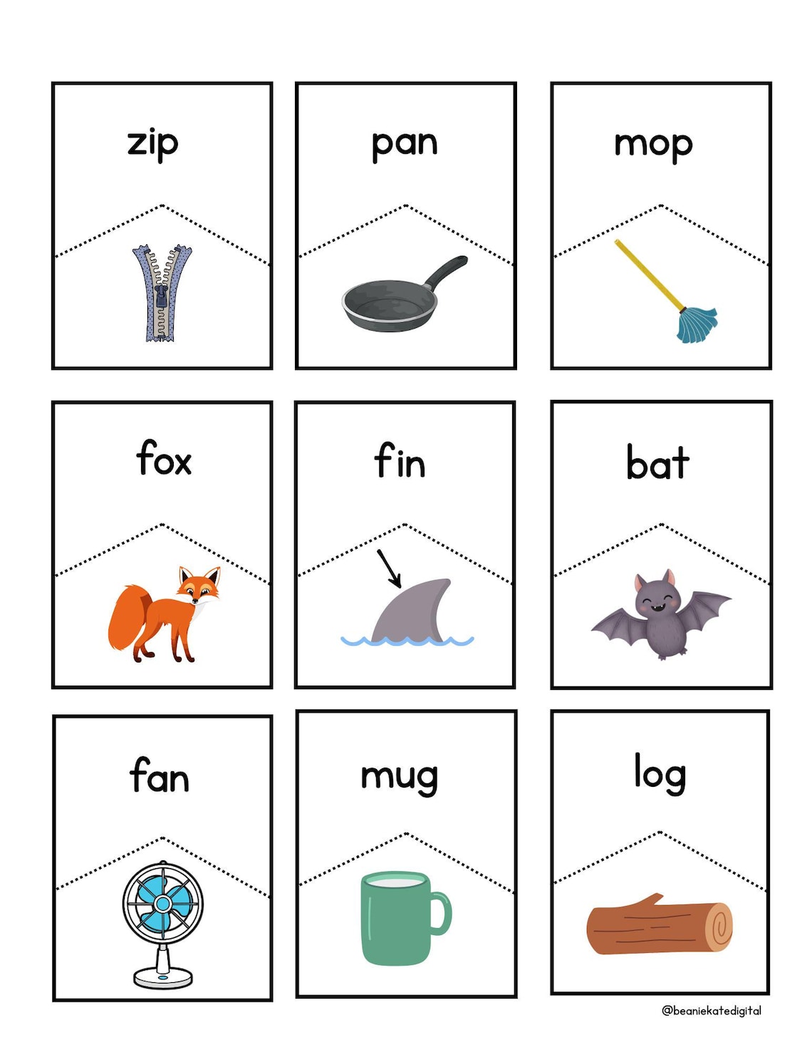 CVC Word Matching Activity, Phonics Matching Game - Etsy