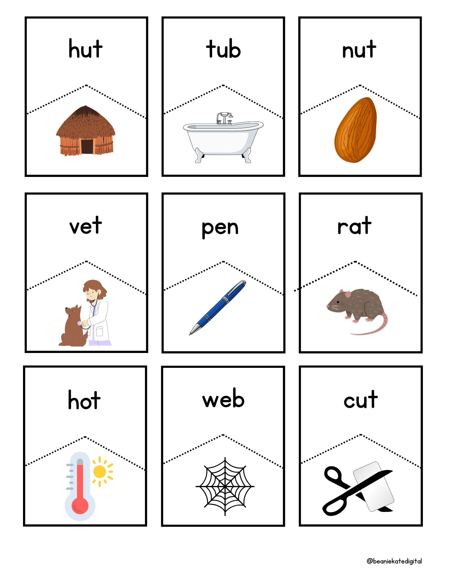CVC Word Matching Activity, Phonics Matching Game - Etsy