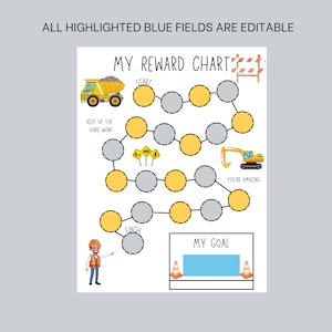 Chore Chart Motivational Chart for Kids Reward Chart for Boys Behavior ...