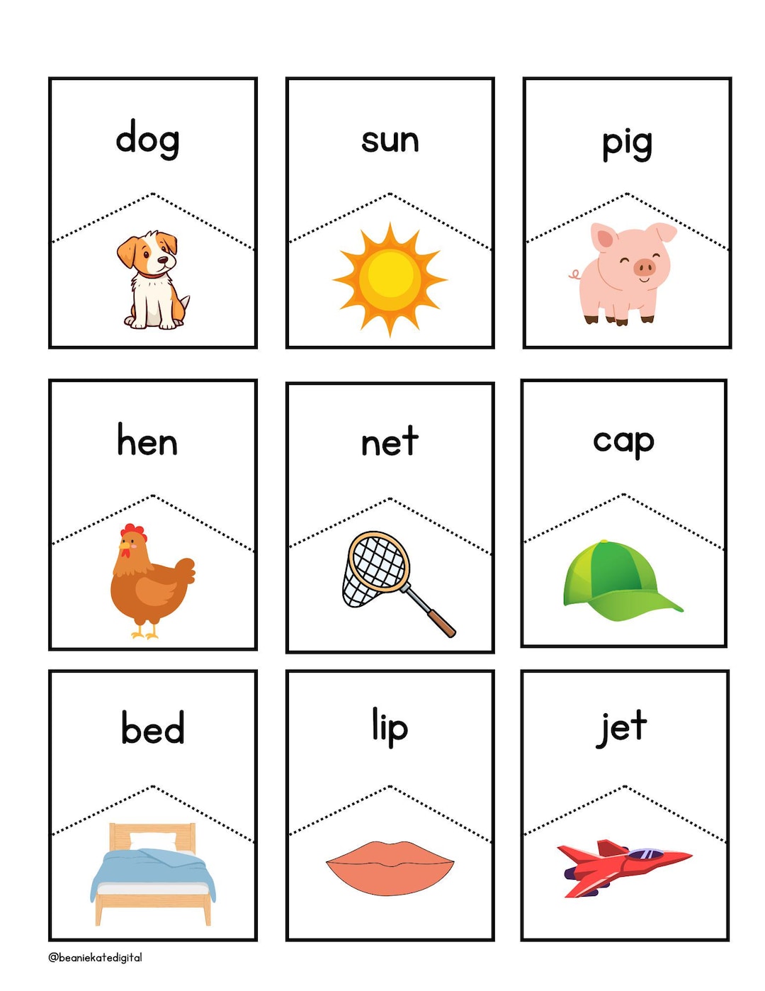 CVC Word Matching Activity, Phonics Matching Game - Etsy