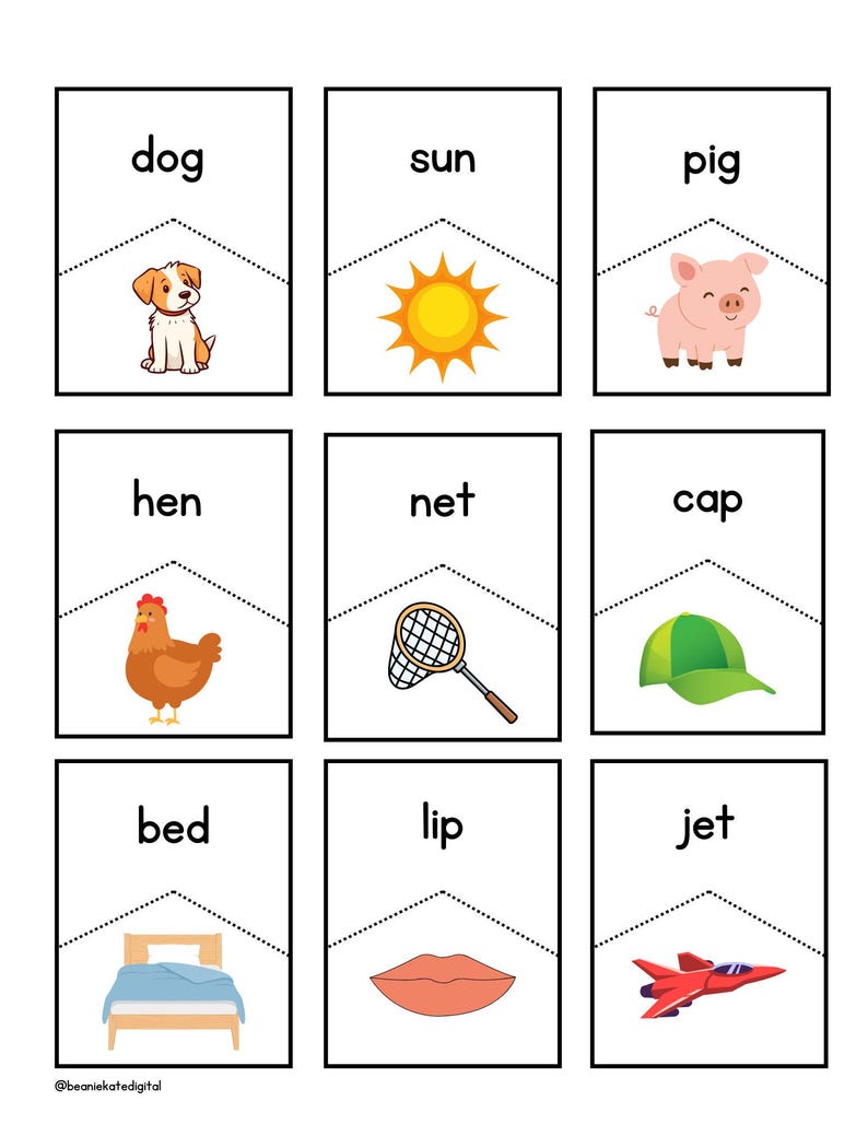 CVC Word Matching Activity, Phonics Matching Game - Etsy