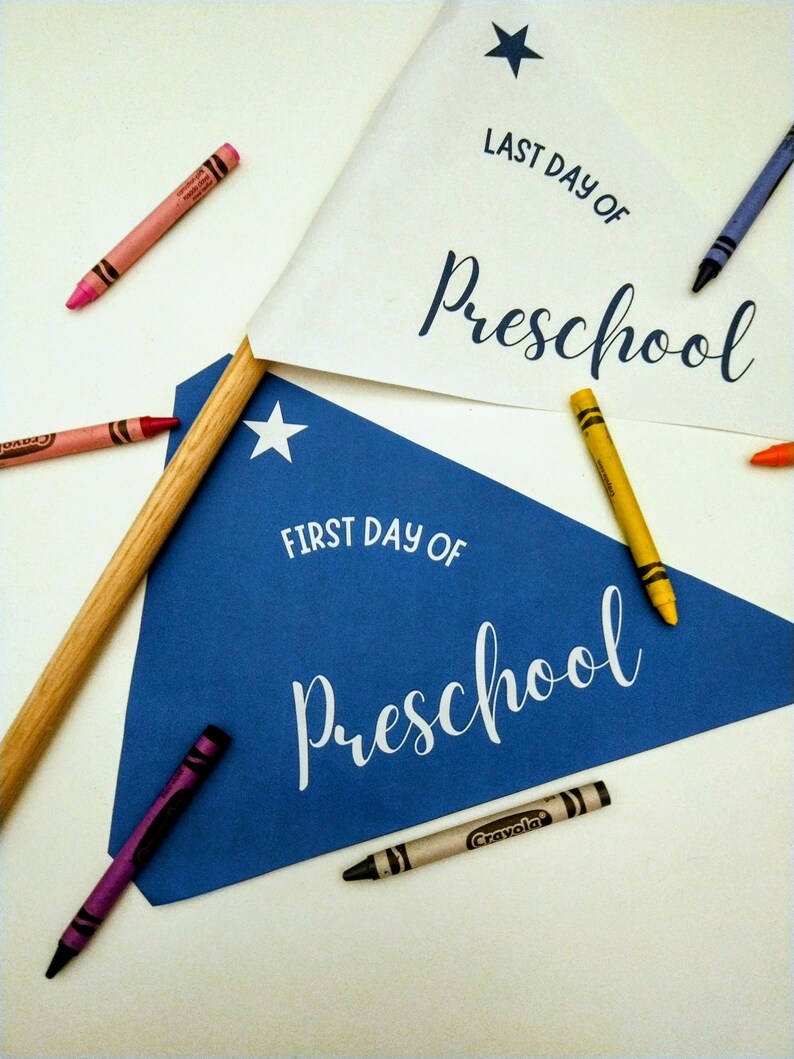 Back to School Printable Pennant First and Last Day of Kindergarten ...