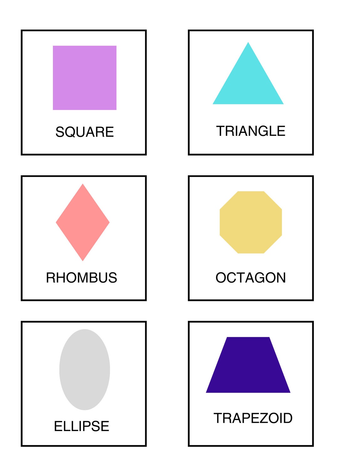 Shape Cards, Elementary Shape Matching, 2-D Shape Center Activity ...